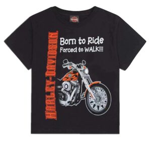 harley-davidson little boys' born to ride, forced to walk tee black 0174132 (2t)