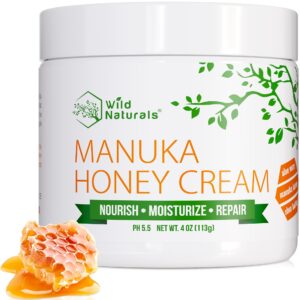 wild naturals manuka honey moisturizer for dry, sensitive skin – eczema relief face cream – soothing cream for redness & irritation – face, hand & body moisturizer for women & men