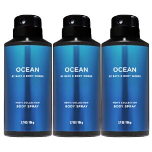 bath and body works ocean men's deodorizing body spray, 3.7 oz, 3-pack