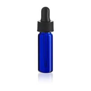 1 dram blue glass vial - dropper - pack of 12