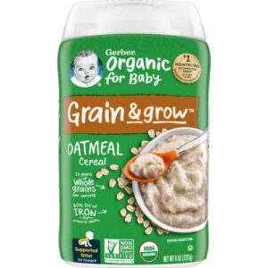 gerber baby cereal organic 1st foods, grain & grow, oatmeal, 8 ounces