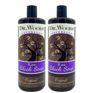 dr. woods raw african black moisturizing liquid castile soap, 32 ounce (pack of 2)