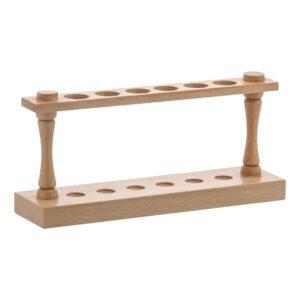 eisco wooden test tube rack - accommodates 6 tubes, up to 22mm - 9.75" wide - premium polished wood construction