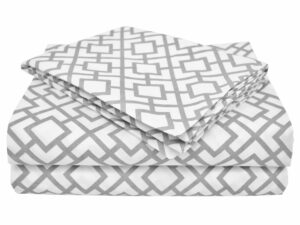 american baby company 100% natural cotton percale toddler bedding sheet set, gray lattice, 3 piece, soft breathable, for boys and girls