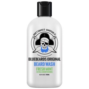 bluebeards original fresh mint beard care for men, 8.5 oz. - natural peppermint oil formula for deep cleansing, softening, and conditioning beard and skin - made in usa