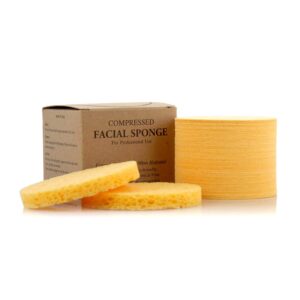 facial sponges - appearus compressed natural cellulose face sponge - made in usa - spa sponges for face cleansing, massage, pore exfoliating, mask, makeup removal (50 count) (yellow)