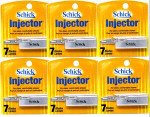 schick injector razor blade refills, for clean, comfortable shaves, 7 ct (pack of 6)