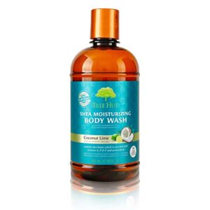 tree hut shea moisturizing body wash coconut lime, 17oz, ultra hydrating body wash for nourishing essential body care