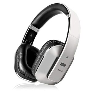 august ep650 bluetooth wireless over ear headphones with aptx ll low latency/multipoint/nfc / 3.5mm audio in/headset microphone - silver