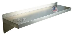 dmt stainless wall shelf. 24" x 10" deep. made in usa.