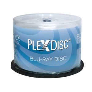 plexdisc 633-814 25 gb 6x blu-ray logo top single layer recordable disc bd-r, 50-disc spindle