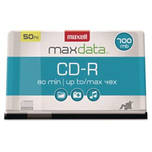 maxell cd-r discs 700mb/80min 48x spindle silver 50/pack max648250