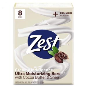 zest bar soap - 8 bars - enriched with cocoa butter and shea for ultra moisturizing cleansing - leaves your body feeling silky smooth and deeply moisturized