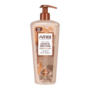 ambi soft & even creamy oil body lotion | dry skin relief | fast-absorbing | no greasy after feel | 12 ounce