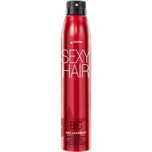 sexyhair big get layered flash dry thickening hairspray, 8 oz | buildable texture, volume and shine | up to 72 hours of humidity resistance