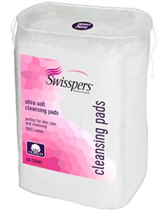 swisspers premium facial cleansing pad, 100% cotton, ultra soft, extra large, 50 pads per re-closable bag