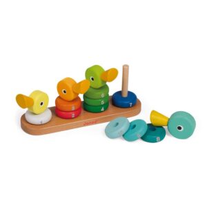 janod zigolos duck family stacking toy – ages 1+ - j08212