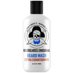 bluebeards original unscented beard wash for men, 8.5 oz. - natural beard wash and beard moisturizer, with aloe & vitamin e - deeply cleans, softens, and conditions your beard and skin - made in usa