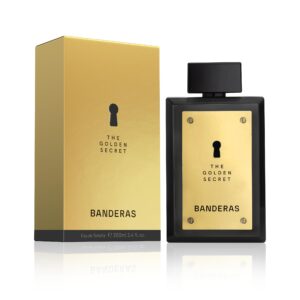 banderas perfumes - the golden secret - eau de toilette spray for men - long lasting - masculine, casual and elegant fragrance - mint, apple and spicy notes - ideal for day wear - 6.7 fl oz