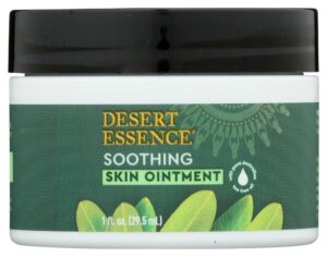 desert essence tea tree oil skin ointment - 1 fl ounce - pack of 2 - jojoba & lavender essential oils - vitamin e - sweet almond extract - moisturizer for dry skin, skin irritations, cuticles