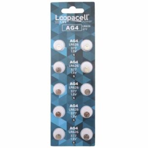 loopacell ag4 lr626 377 sr66 1.5v alkaline button cell watch batteries 10 pack