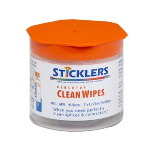 sticklers mcc-wfw benchtop cleanwipes for fiber optics, 90/tub