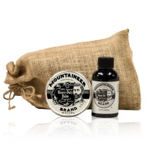 mountaineer brand heavy duty beard balm 2oz (original scent) and beard oil 2oz (wv timber) the ultimate beard conditioning combo pack