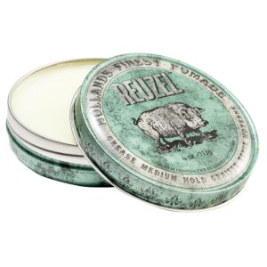 reuzel green pomade grease, medium hold, 4 oz.