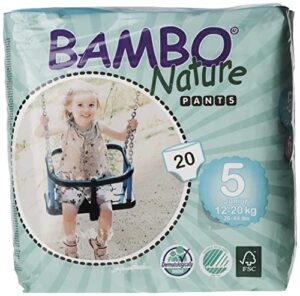 bambo nature eco friendly baby training pants classic for sensitive skin, size 5 (26-44 lbs), 20 count