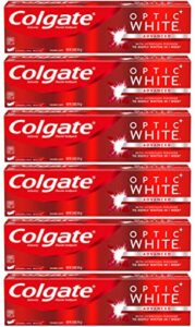 colgate optic white whitening toothpaste, sparkling white - 5 ounces (6 pack)