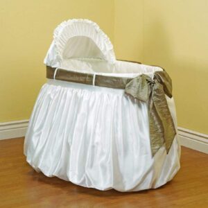 baby doll bedding shantung bubble and crushed belt bassinet bedding, sage