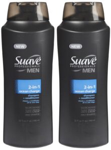 suave men 2 in 1 shampoo and conditioner, ocean charge, 28 fl oz (pack of 2)