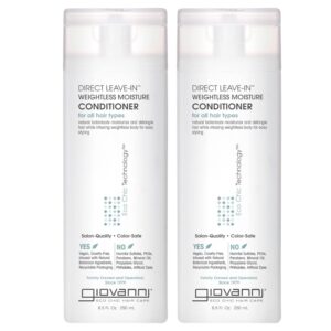 giovanni direct leave-in weightless moisture conditioner - co-wash, great for curls & wavy hair, wash & go, salon quality, no parabens, infused with natural botanical ingredients - 8.5 oz (pack of 2)