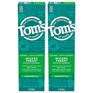 tom's of maine natural wicked fresh! fluoride toothpaste, spearmint, 4.7 oz. 2-pack