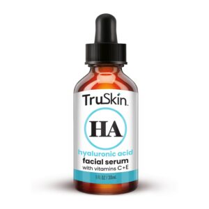 truskin hyaluronic acid serum for face + 7 ultra hydrating ingredients – best face serum for moisturizing, plumping skin & smoothing the look of fine lines, 1 fl oz