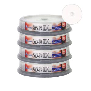 smartbuy 40-disc 50gb 6x blu-ray bd-r dl dual layer double layer white inkjet hub printable blank data video recordable media disc with cakebox/spindle packing