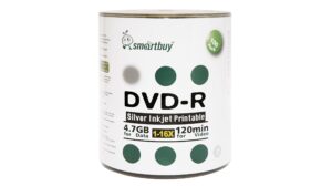 smartbuy 100-disc 4.7gb/120min 16x dvd-r silver inkjet hub printable blank recordable media disc