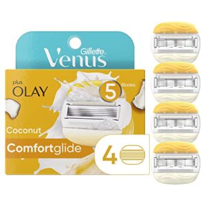 gillette venus with olay comfortglide women's razor blade refills, 4 count, womens razors / blades