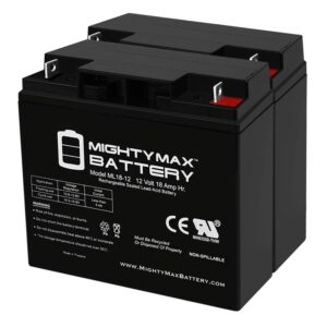 mighty max battery 12v 18ah battery replaces bp17-12 gp12170 es17-12 jc-1270 enduring 6-dw-17 sla17-12 - 2 pack