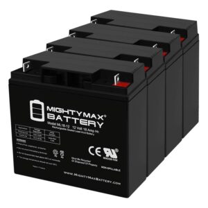 mighty max battery ml18-12 - 12v 18ah ups replacement battery compatible with sigmas sp12-18hr, sp 12-18hr - 4 pack