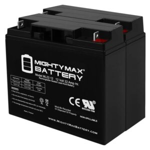 mighty max battery ml22-12 - 12v 22ah sla battery replaces 51814 6fm17 6-dzm-20 6-fm-18 lcx1220p - 2 pack