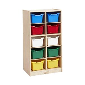 ecr4kids 10 cubby tray cabinet with scoop front storage bins, 5x2, classroom furniture, assorted