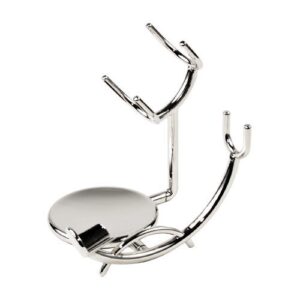 chrome razor and shaving brush stand - holds straight edge razors, barber razors, long handle double edge safety razors, cartridge razors & shave brush