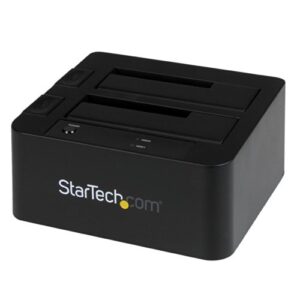 startech.com dual-bay usb 3.0 / esata to sata hard drive docking station, external 2.5/3.5" sata i/ii/iii, ssd/hdd docking station, hot-swap hard drive bays, top-loading (sdock2u33eb),black