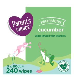 parent's choice baby wipes refreshing cucumber 240 ct w/ aloe