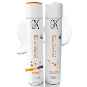 gk hair global keratin balancing shampoo and conditioner sets (10.1 fl oz/300ml) for oily & color treated hair deep cleansing ideal for over-processed and environmentally stressed hair