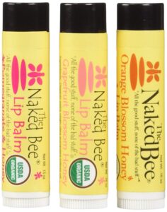 the naked bee lip balm in orange blossom honey, grapefruit blossom, and pomegranate & honey (0.15 oz) - 3 pack