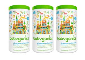 babyganics all-purpose surface wipes, unscented, 75 count (pack of 3)