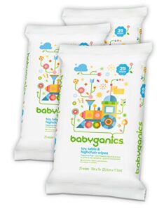 babyganics toy, table & highchair wipes, 25 count, 3 pack