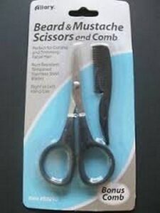 allary allary men's beard & mustache scissors and mini comb trimming kit (pack of 3)